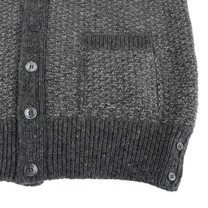 Thom Browne V-neck Chunky-knit Cardigan With Striped Trim - Grey
