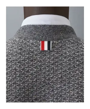 Thom Browne V-neck Chunky-knit Cardigan With Striped Trim - Grey