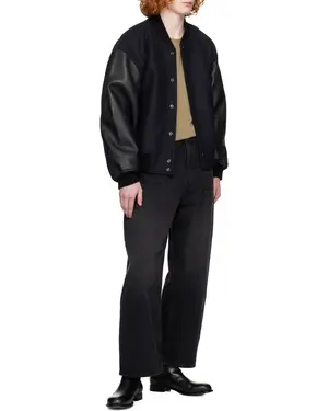 Studio Nicholson Cropped Wide-leg Jeans With Logo Patch