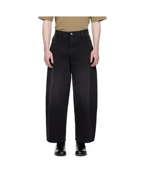 Studio Nicholson Cropped Wide-leg Jeans With Logo Patch