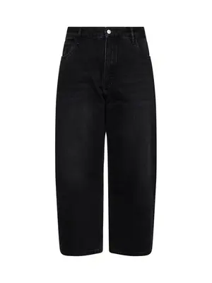 Studio Nicholson Cropped Wide-leg Jeans With Logo Patch - Washedblack