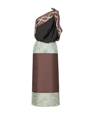 Valentino Garavani One-shoulder Midi Dress With Chain Print