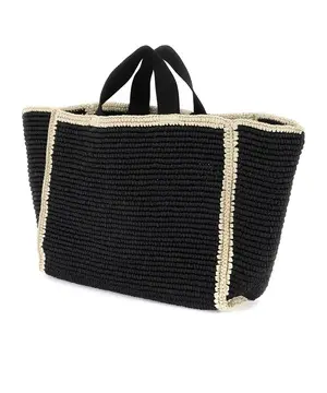 Marni Logo-detailed Woven Top Handle Bag - Black