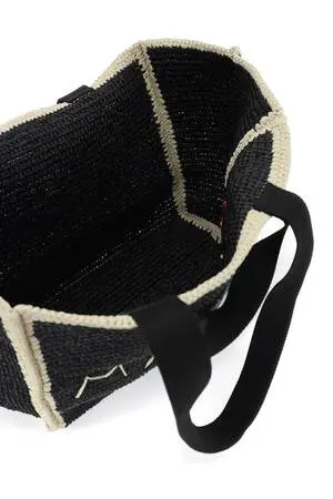 Marni Logo-detailed Woven Top Handle Bag - Black