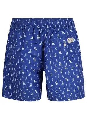Ralph Lauren Traveler Swim Shorts With Sailboat Print - Blue