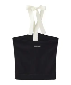 Marissa Chiara Halter Neck Tube Top With Contrast Trim - Whiteblack