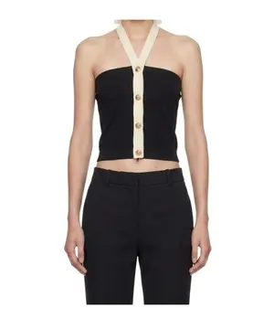 Marissa Chiara Halter Neck Tube Top With Contrast Trim - Whiteblack
