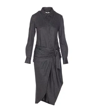 Isabel Marant Étoile Pinstripe Long Sleeve Draped Dress