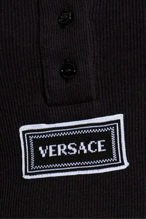 Versace Ribbed Square Neck Short Sleeve Top