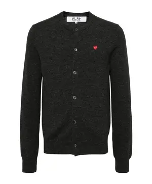 Comme Des Garçons Small Heart Patch Knitted Cardigan