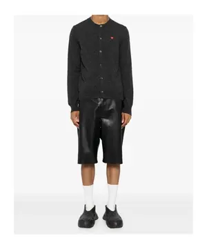 Comme Des Garçons Small Heart Patch Knitted Cardigan
