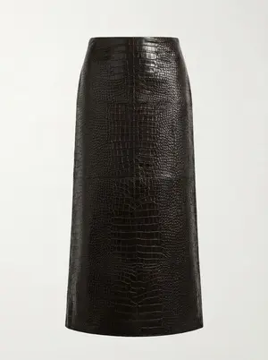 Gucci Printed Leather Midi Skirt