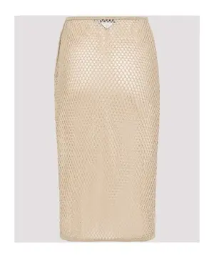 Prada Logo Plaque Midi Skirt - Rope Ash