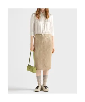 Prada Logo Plaque Midi Skirt - Rope Ash