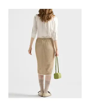 Prada Logo Plaque Midi Skirt - Rope Ash