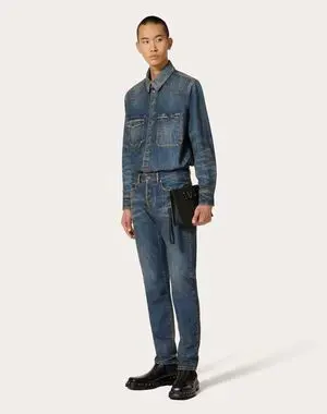 Valentino Garavani V-logo Buttoned Denim Jacket