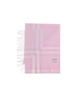 Burberry Checked Fringed-edge Scarf - Pink