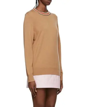 Burberry Striped Detailed Crewneck Jumper - Camel