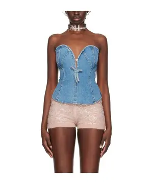 Blumarine Spliced Denim Bustier