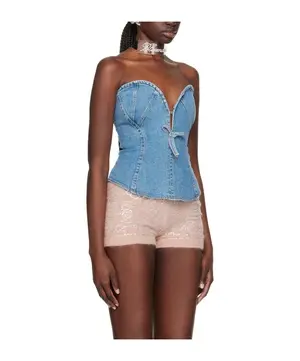 Blumarine Spliced Denim Bustier