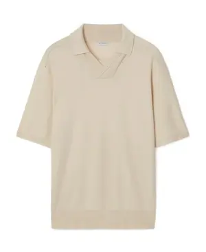 Burberry V-neck Wool Polo Shirt - Nude