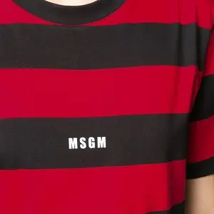 MSGM Striped Logo Print T-shirt