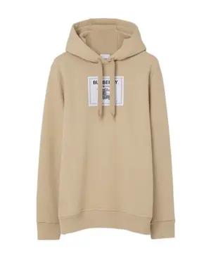 Burberry Logo Patch Drawstring Hoodie - Nude