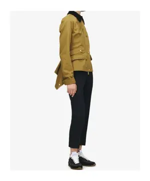Alexander McQueen Cotton Herringbone Kickback Jacket With Corduroy Collar - Tan