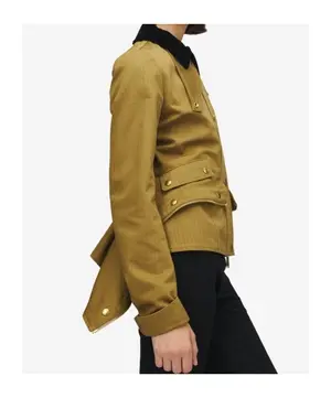 Alexander McQueen Cotton Herringbone Kickback Jacket With Corduroy Collar - Tan