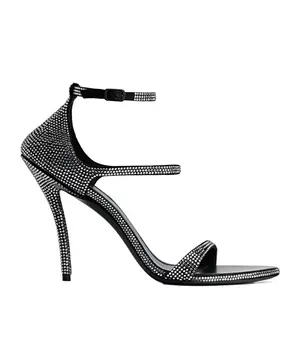 Balenciaga Rhinestone Embellished High Heel Sandals - Black