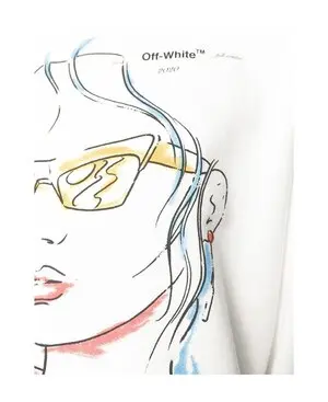 Off-White Logo Character Printed Hooded Hoodie - White