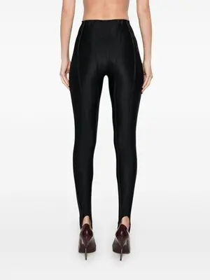 MUGLER Panelled Corseted Leggings - Black