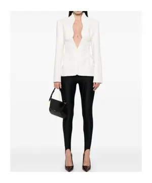 MUGLER Panelled Corseted Leggings - Black