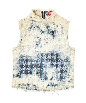 DIESEL® Sleeveless Houndstooth Weave Denim Top