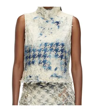 DIESEL® Sleeveless Houndstooth Weave Denim Top