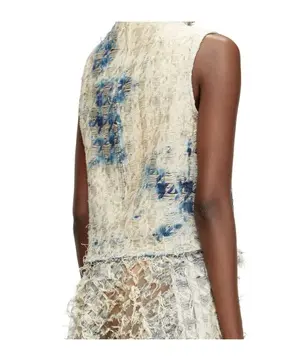 DIESEL® Sleeveless Houndstooth Weave Denim Top