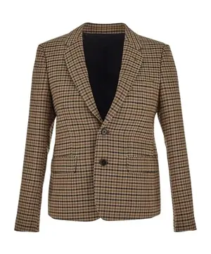 Celine Campbell Jacket In Checked Wool - Brown