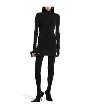 Balenciaga High Collar Long Sleeve Mini Dress
