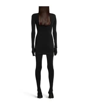 Balenciaga High Collar Long Sleeve Mini Dress