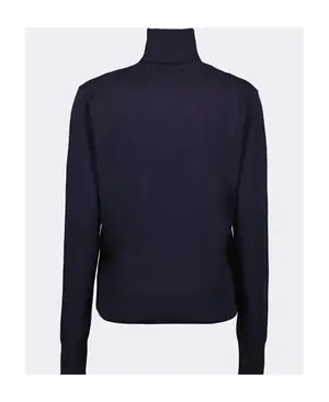 AMI Paris De Coeur High Neck Knitted Jumper - Blue