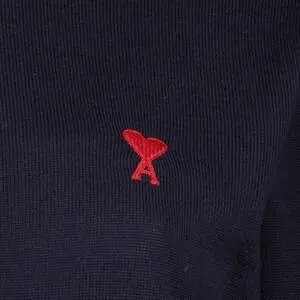 AMI Paris De Coeur High Neck Knitted Jumper - Blue