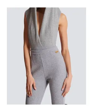 Balmain Draped Hooded Bodysuit - Grey