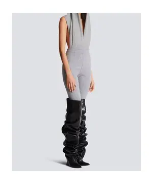 Balmain Draped Hooded Bodysuit - Grey