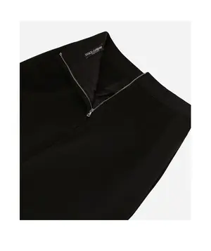 Dolce & Gabbana Satin Bow Belted Midi Pencil Skirt With Side Slit - Black