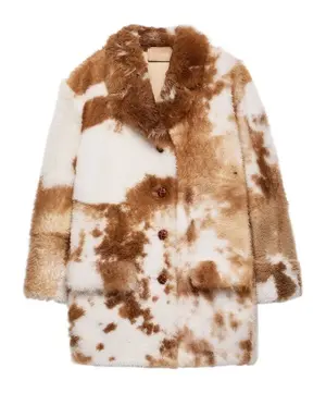 Prada Shearling Coat - White/dark Brown