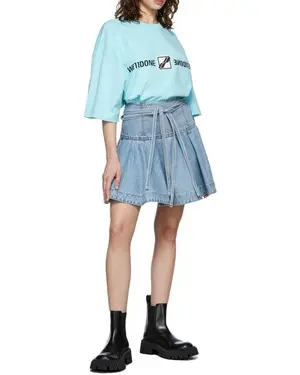 We11Done Logo Plaque Denim Mini Skirt