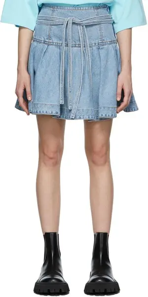 We11Done Logo Plaque Denim Mini Skirt