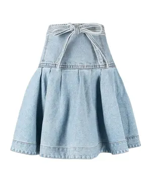 We11Done Logo Plaque Denim Mini Skirt - Blue