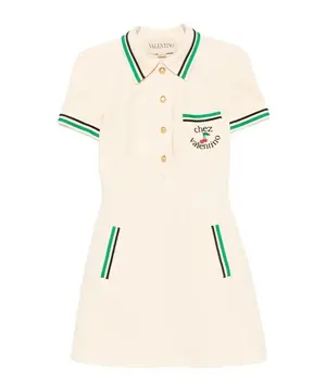 Valentino Garavani Short Sleeve Polo Dress With Cherry Motif