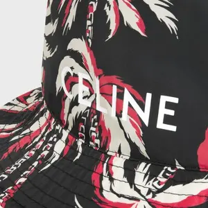 Celine Palm Tree Bucket Hat In Nylon - Black